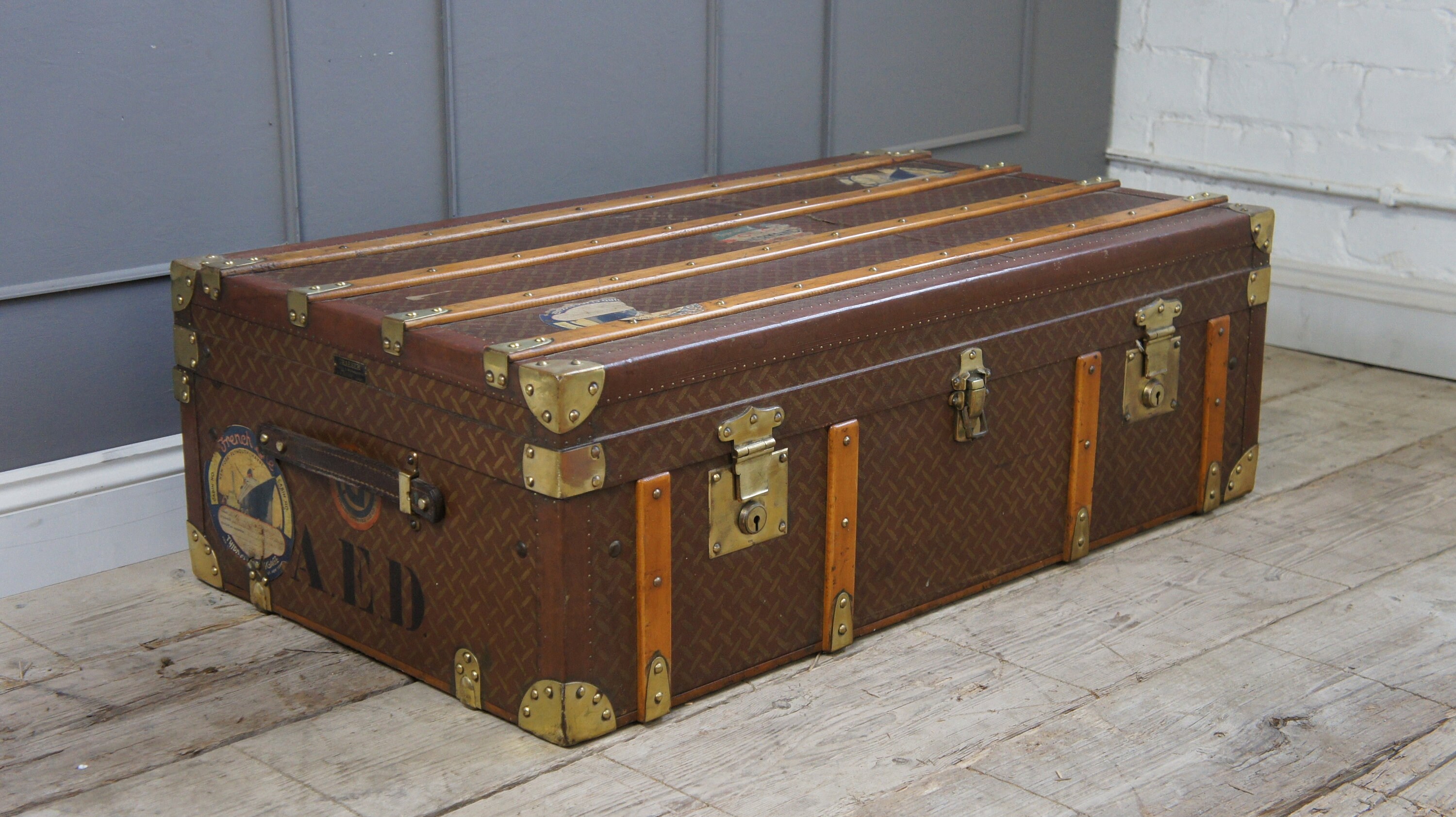 Stunning Antique Printed Trunk by Graeser Switzerland | Etsy
