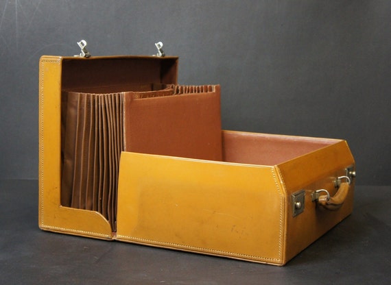 Rare Luxury English Solid Leather Concertina Style Bu… - Gem