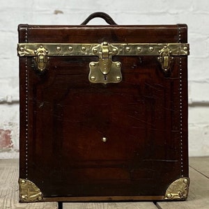 Antique Leather & Brass Bound Luggage - Etsy