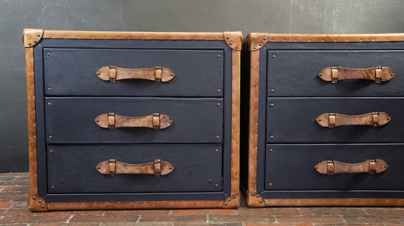 Luxury Pebble Blue Leather Console Tables - Etsy
