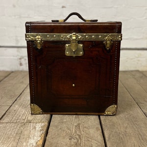 Antique Leather & Brass Bound Luggage - Etsy