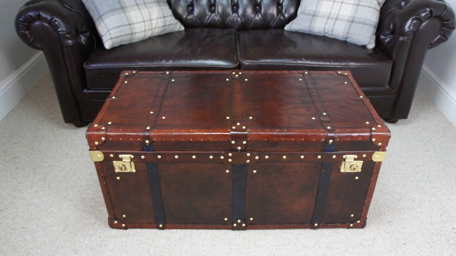 Large Antique Leather Handmade Trunk Chest Home Decor Bedroom - Etsy