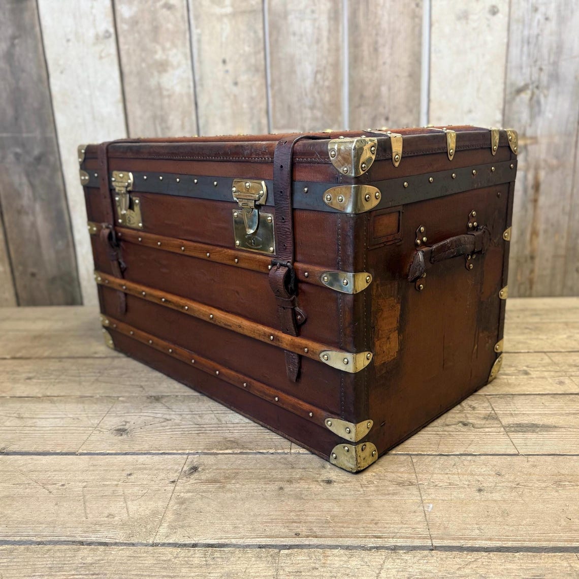 Moynat Antique Leather Travel Trunk - Etsy