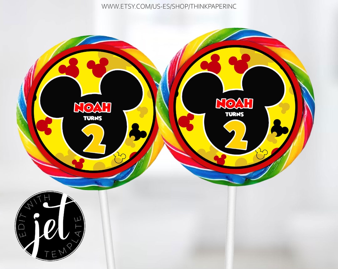 Mouse Birthday Lollipop Labels, Template Printable, Birthday Round ...