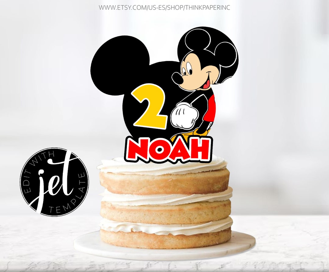 Mouse Birthday Cake Topper, Printable Cake Topper, Kids Editable Cake ...