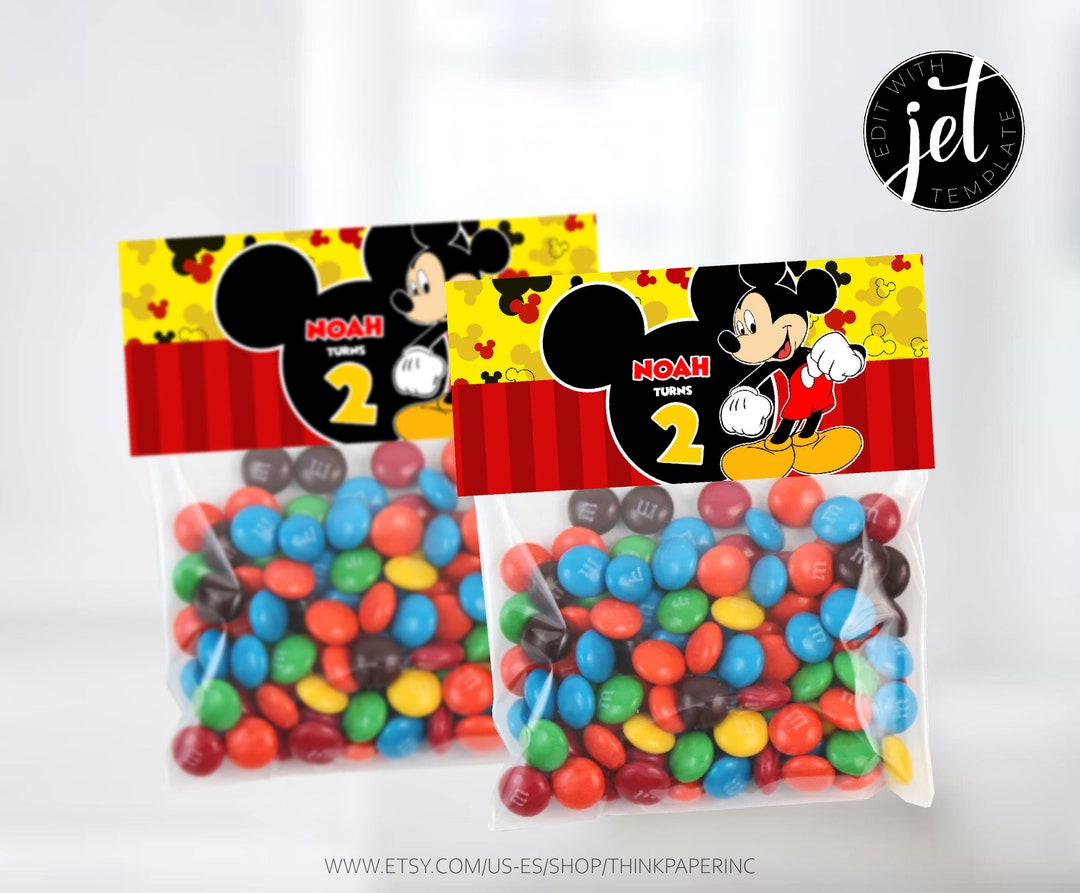 EDITABLE Kids Birthday Treat Bag Toppers, Mouse Treat Bag Topper, Mouse ...