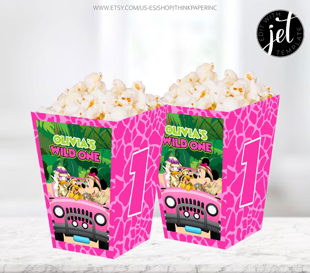 Mouse Kids Birthday Popcorn Box ,mouse Safari Popcorn Template T010 - Etsy