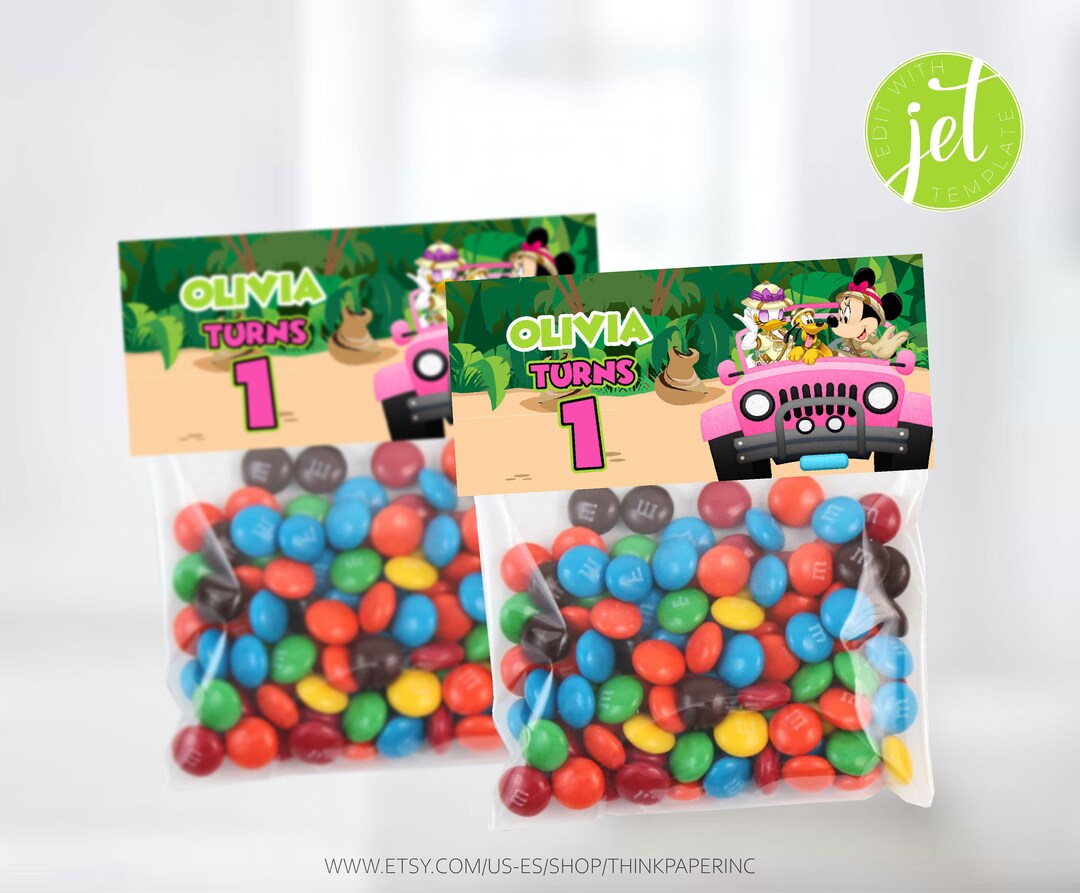 EDITABLE Kids Birthday Treat Bag Toppers, Mouse Safari Treat Bag Topper ...