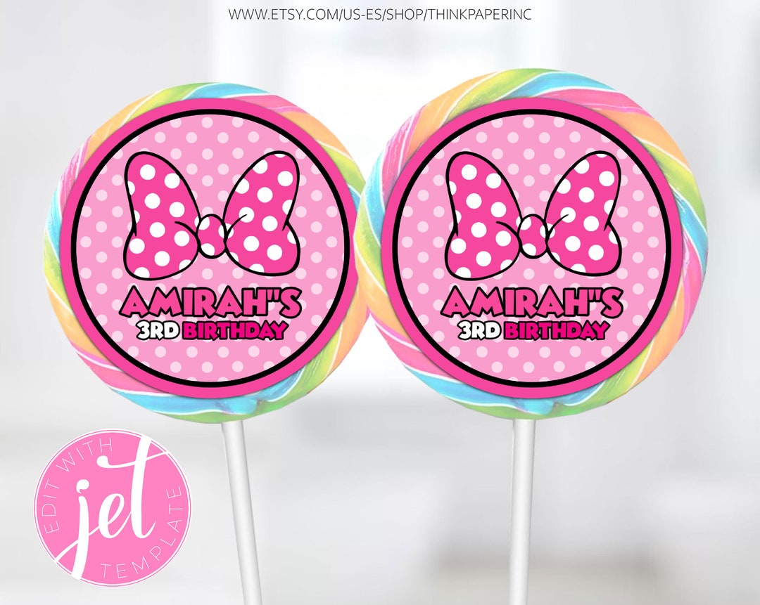 Mouse Birthday Lollipop Labels, Template Printable, Birthday Round ...