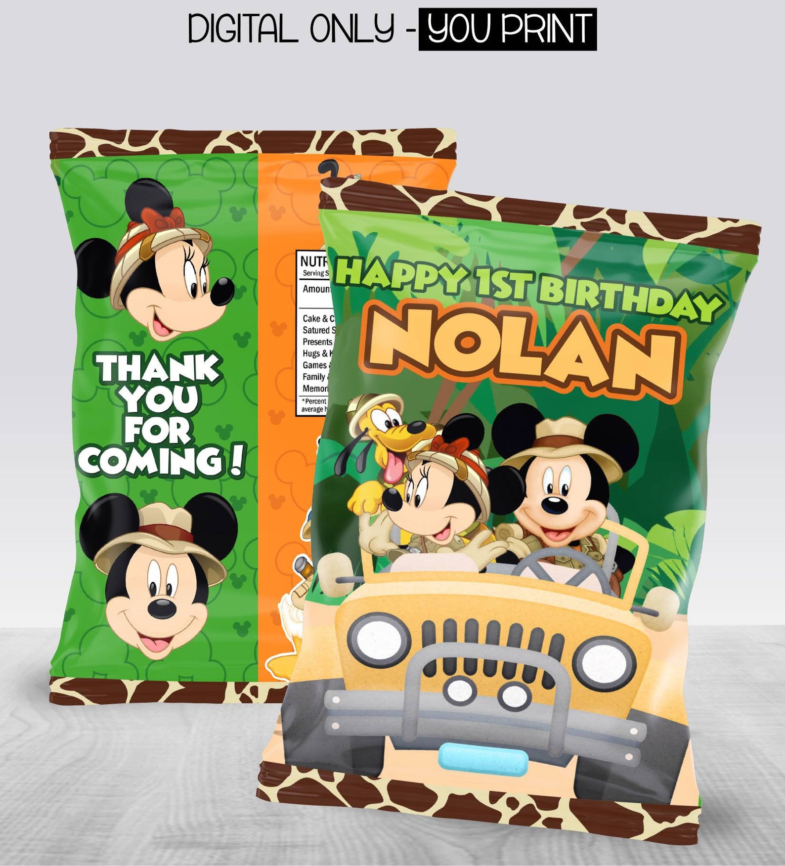 Custom Mickey Mouse Safari Party Bundle Birthday Pack - Etsy