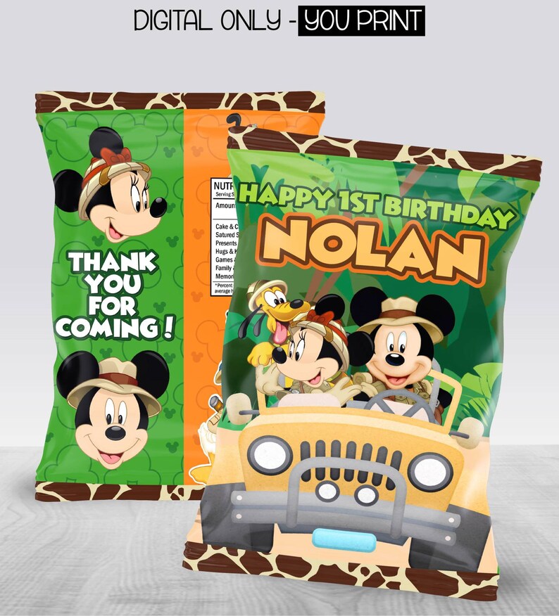 Custom Mickey Mouse Safari Party Bundle Birthday Pack - Etsy