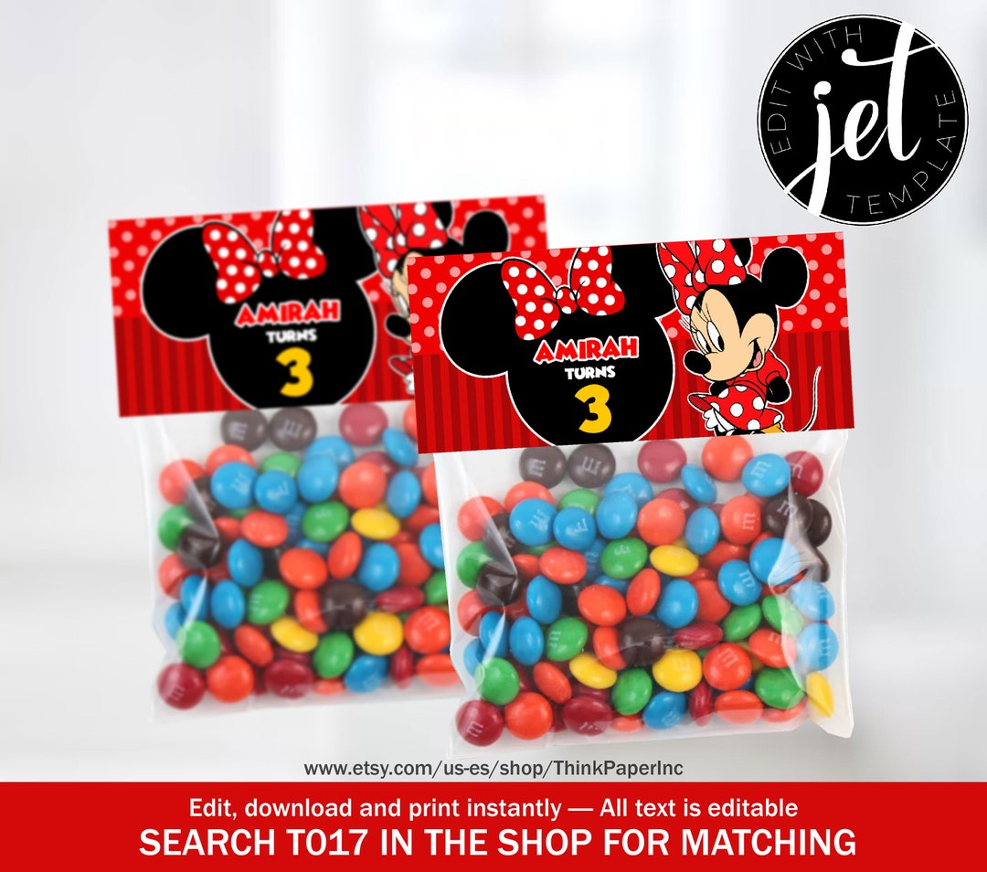 EDITABLE Kids Birthday Treat Bag Toppers Mouse Treat Bag - Etsy