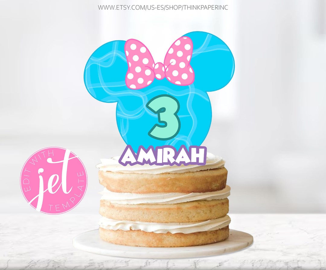 Mouse Birthday Cake Topper, Printable Cake Topper, Kids Editable Cake ...
