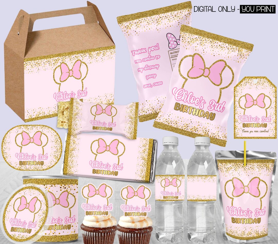 Custom Minnie Mouse Pink Party Bundle,birthday Pack, Printable Minnie ...