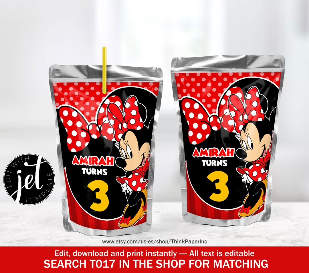EDITABLE Kids Birthday Juice Labels Mouse Juice Label Mouse - Etsy