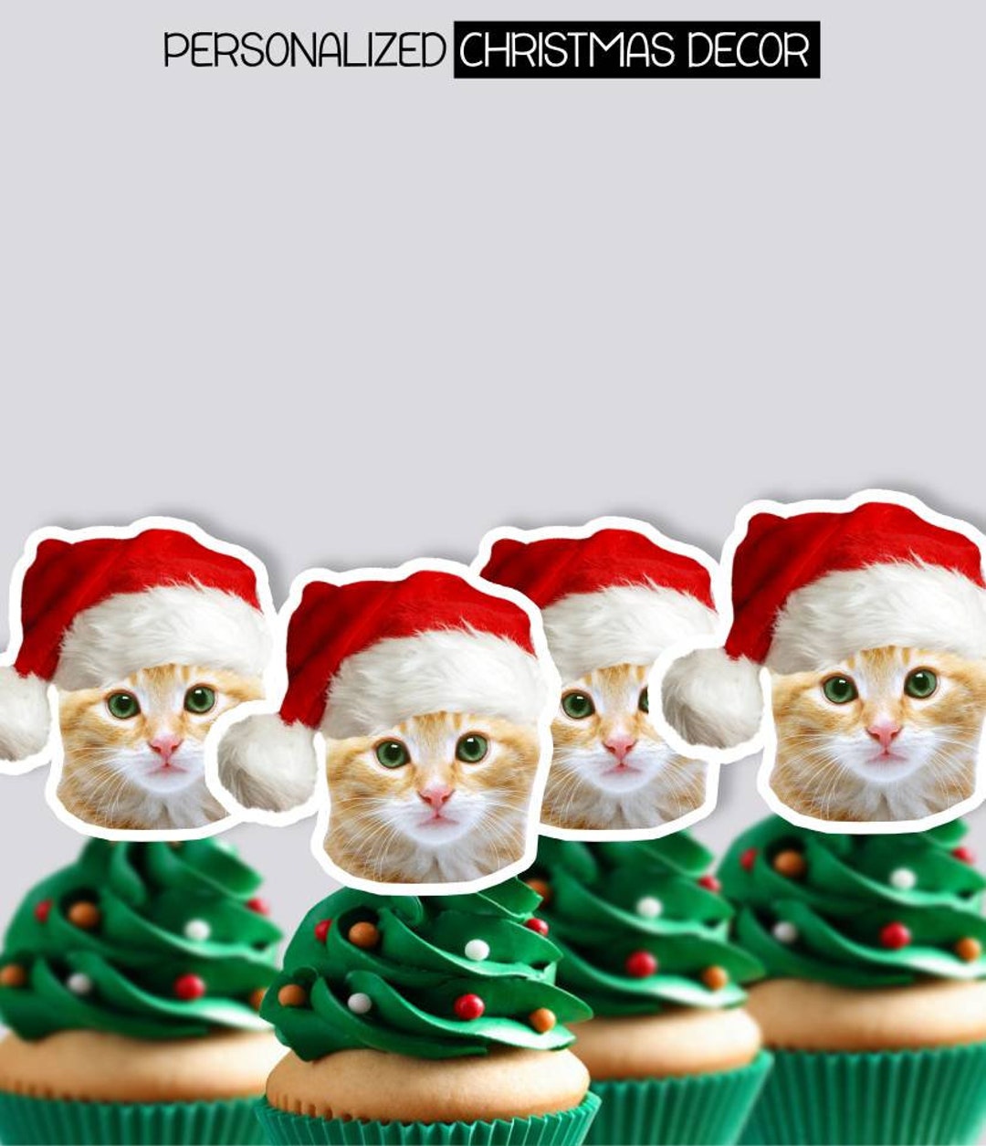 Santa Hat Custom Photo Cupcake Toppers Custom Christmas Cupcake Toppers ...