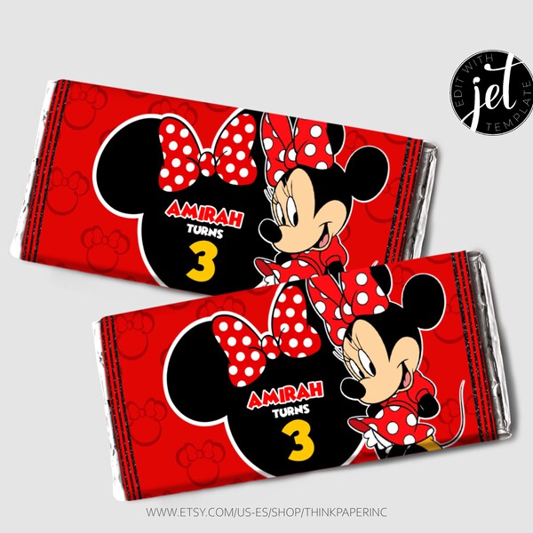 Minnie Mouse Candy Bar Wrapper Template - Etsy