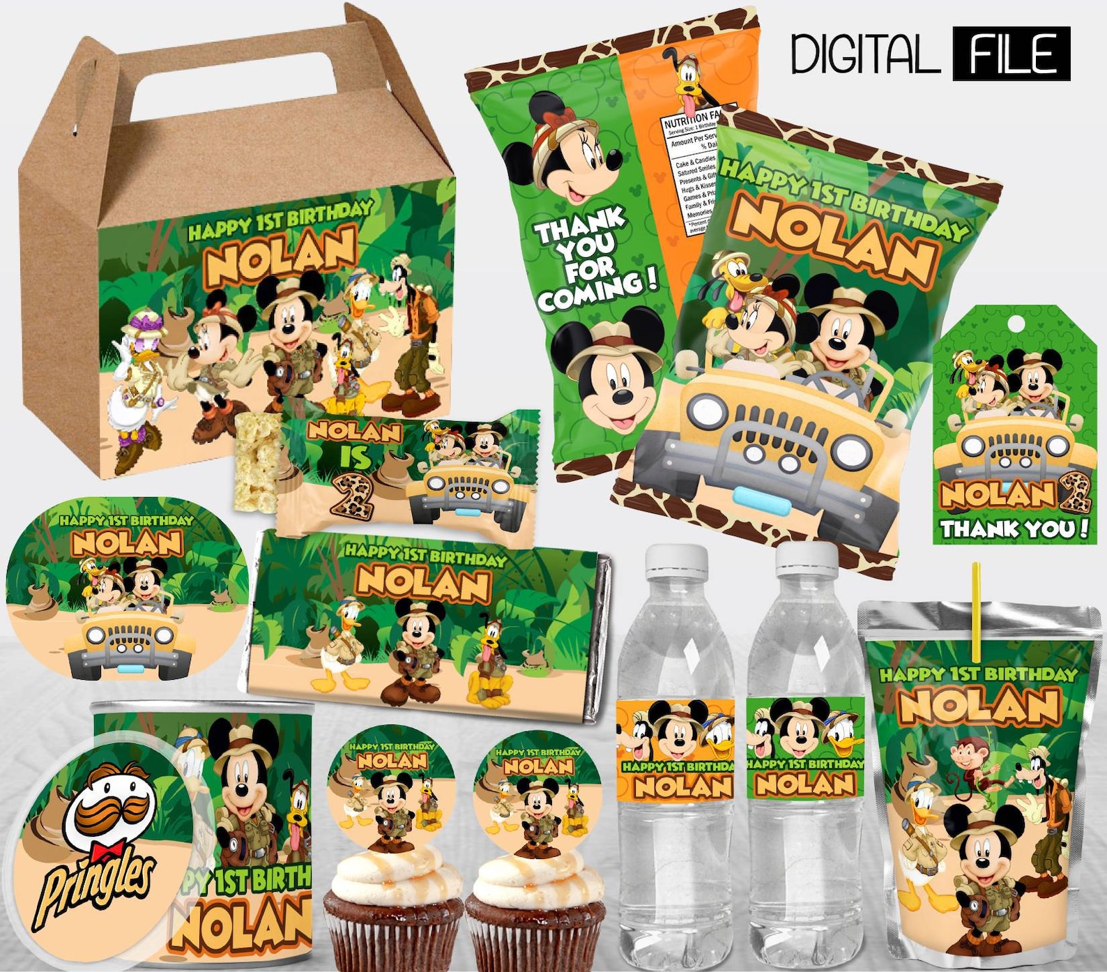 Custom Mickey Mouse Safari Party Bundle Birthday Pack - Etsy