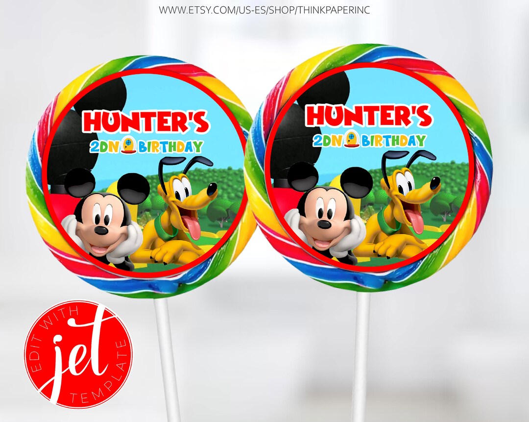 Mouse Birthday Lollipop Labels, Template Printable, Birthday Round ...