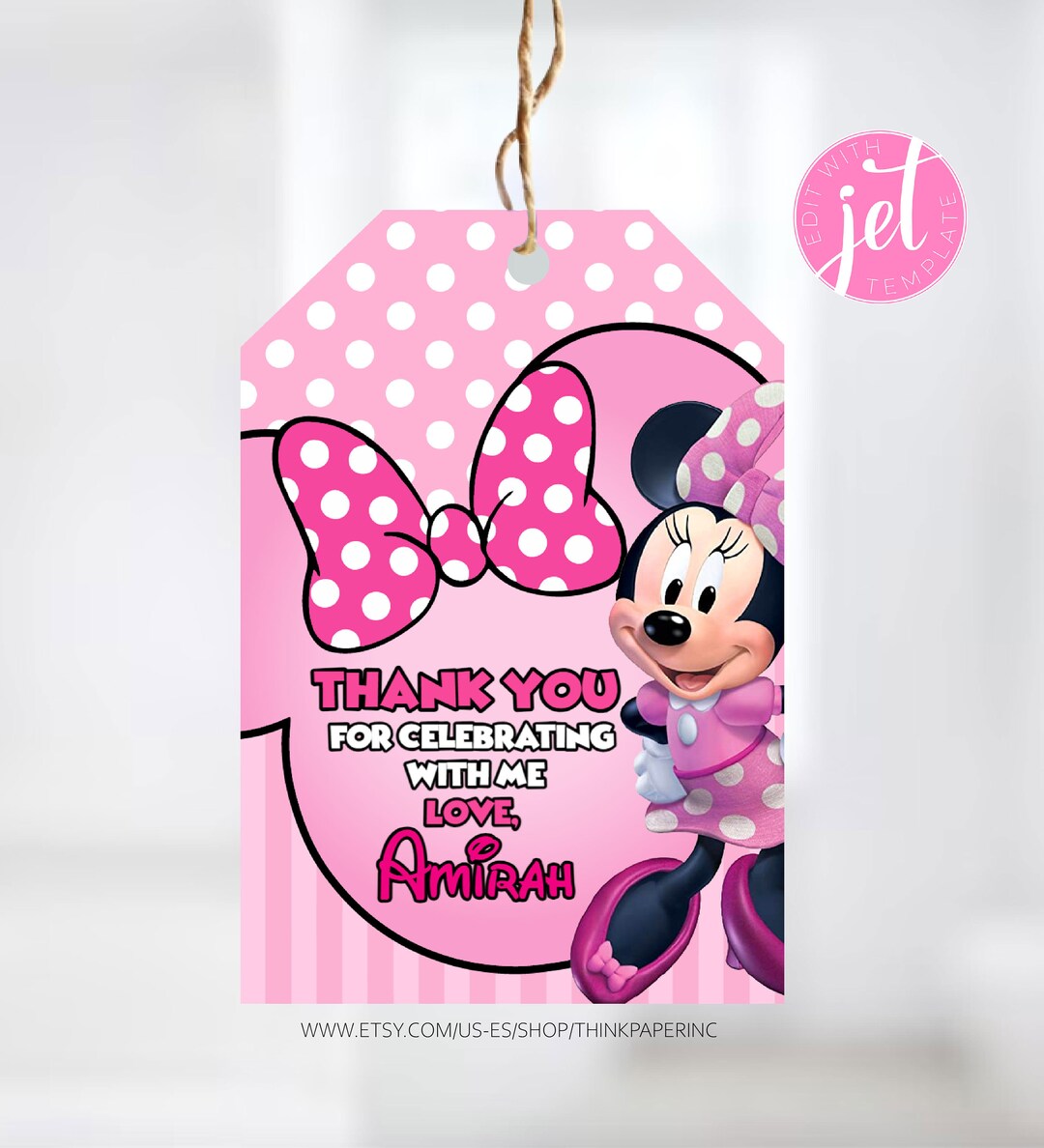 Mouse Birthday Thank You Tag, Template Printable, Birthday Favor Tags ...