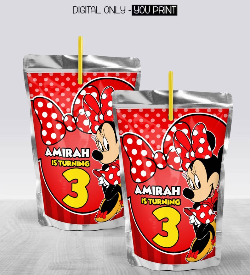 Custom Minnie Mouse Red Party Bundlebirthday Pack Printable - Etsy