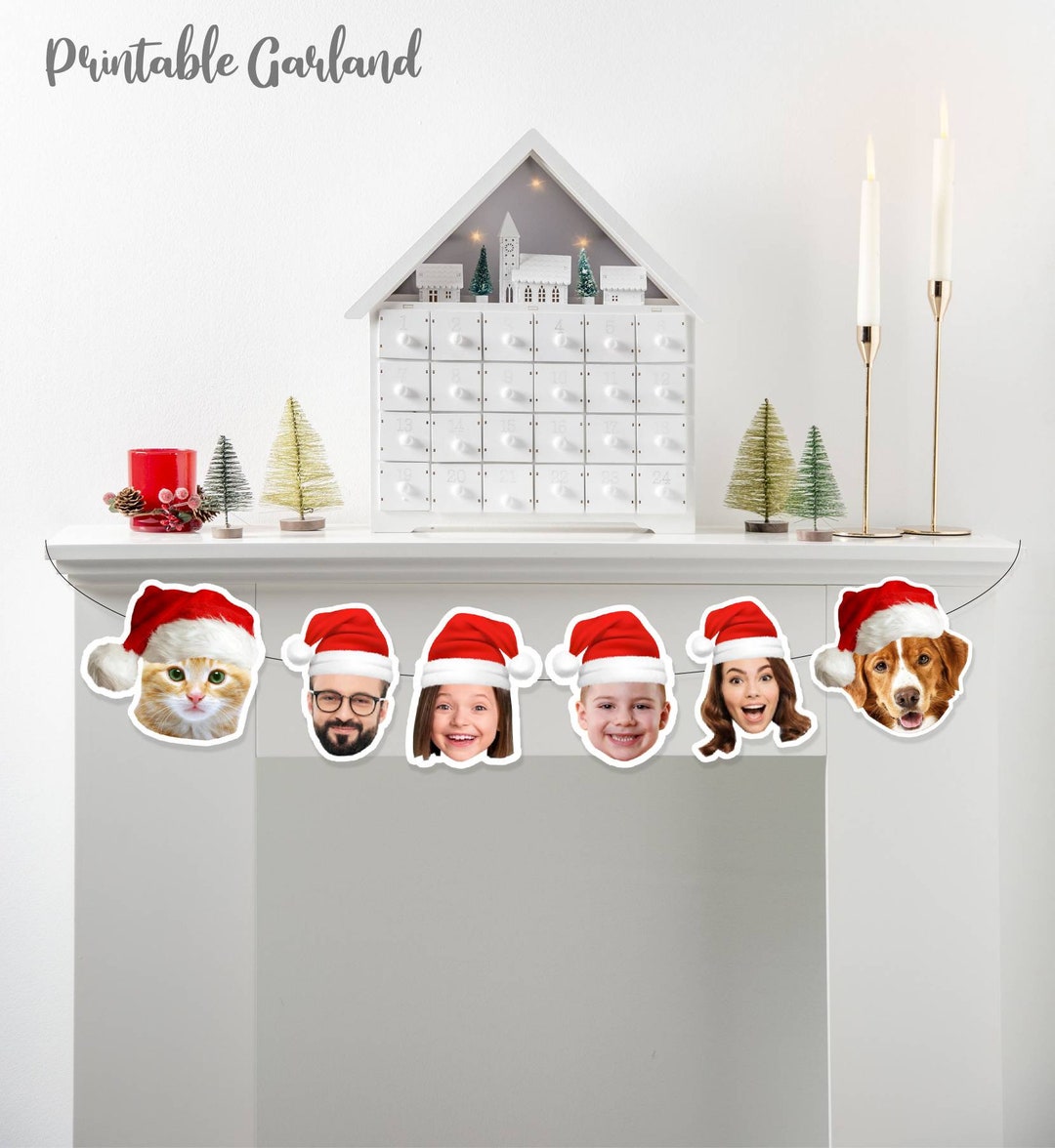 Santa Hat Custom Photo Banner Custom Christmas Photo Banner Santa Photo ...