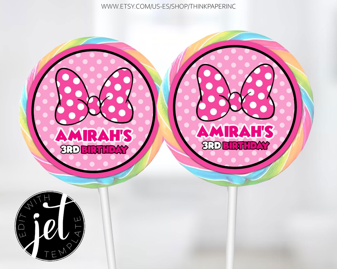 Mouse Birthday Lollipop Labels, Template Printable, Birthday Round ...