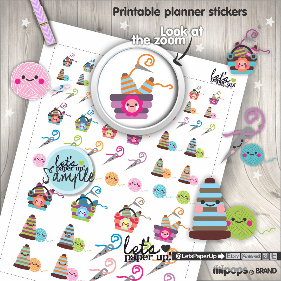 Knitting Stickers Printable Planner Stickers Knit Stickers - Etsy