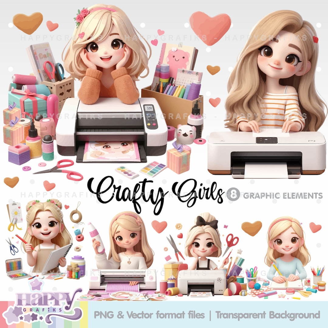 Crafty Girls, Clipart, Crafty Day, Teacher Clipart, Education Clipart ...