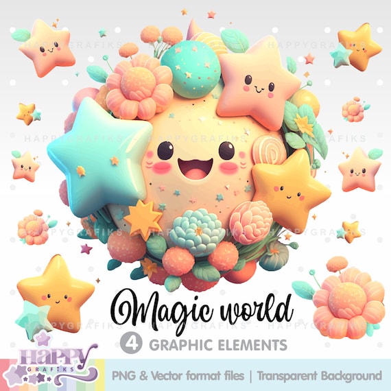 Magic World Clipart, Clipart 3D, Stars Clipart, Magic World Clipart ...