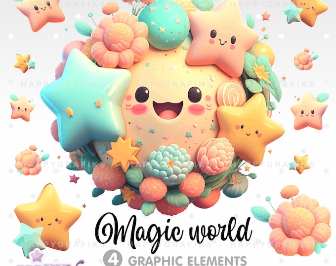 Magic World Clipart, Clipart 3D, Stars Clipart, Magic World Clipart ...