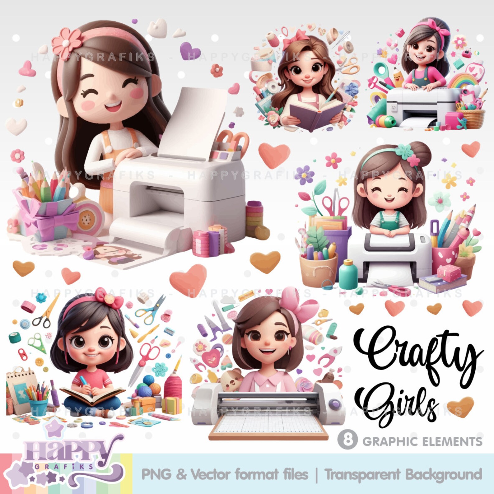 Crafty Girls, Clipart, Crafty Day, Teacher Clipart, Education Clipart ...