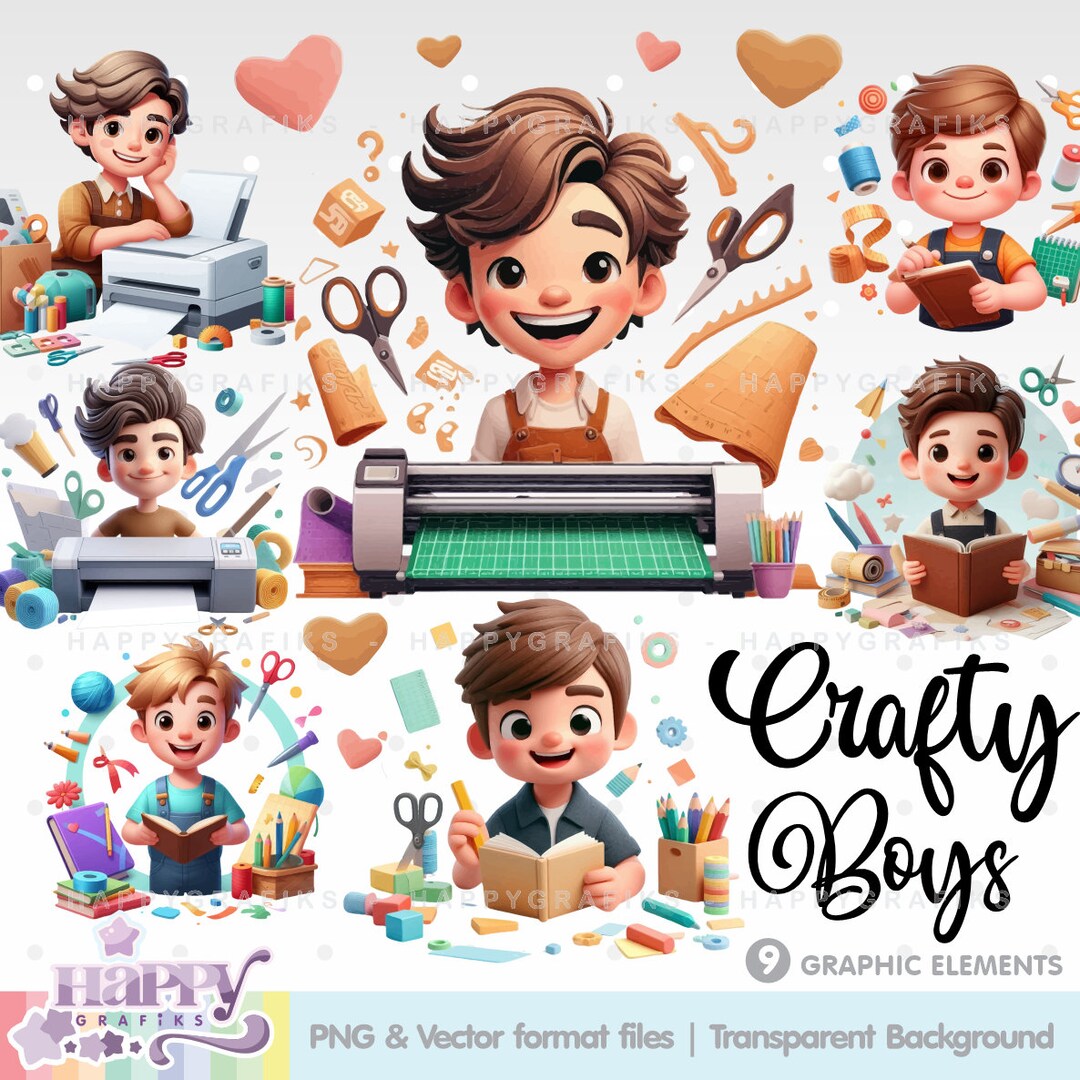 Crafty Boys, Clipart, Crafty Day, Teacher Clipart, Education Clipart ...