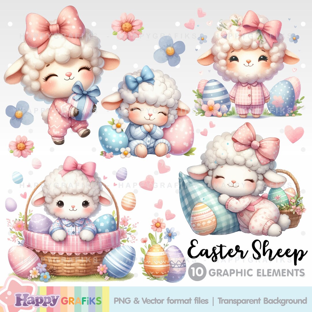 Easter Clipart, Sheep Clipart, Easter Eggs, Clipart, Spring Clipart ...