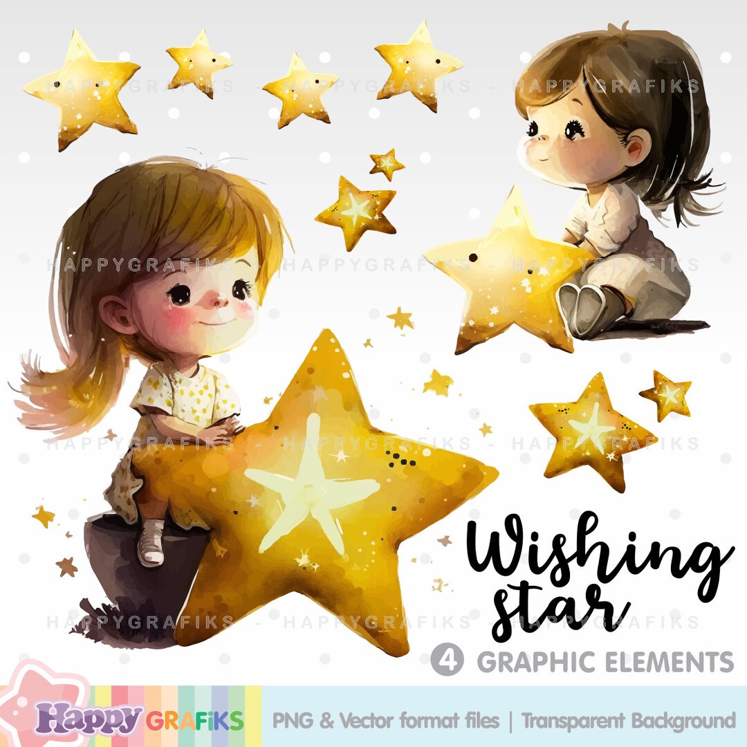 Girl and Star, Clipart, Girl Clipart, Girl Graphic, Star Clipart ...