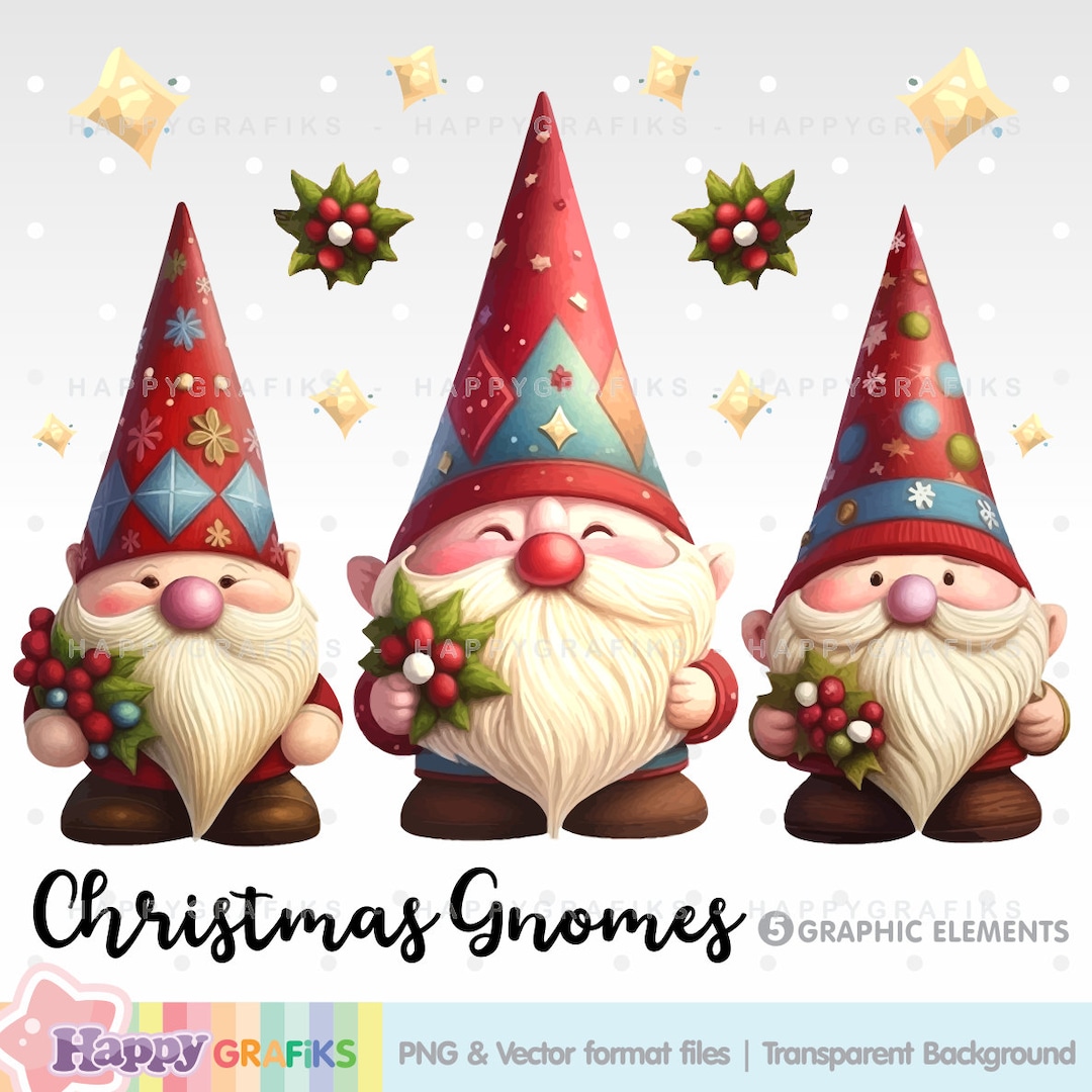 Christmas Clipart, Gnome Clipart, Vector, Png, Winter, Christmas Gnome ...