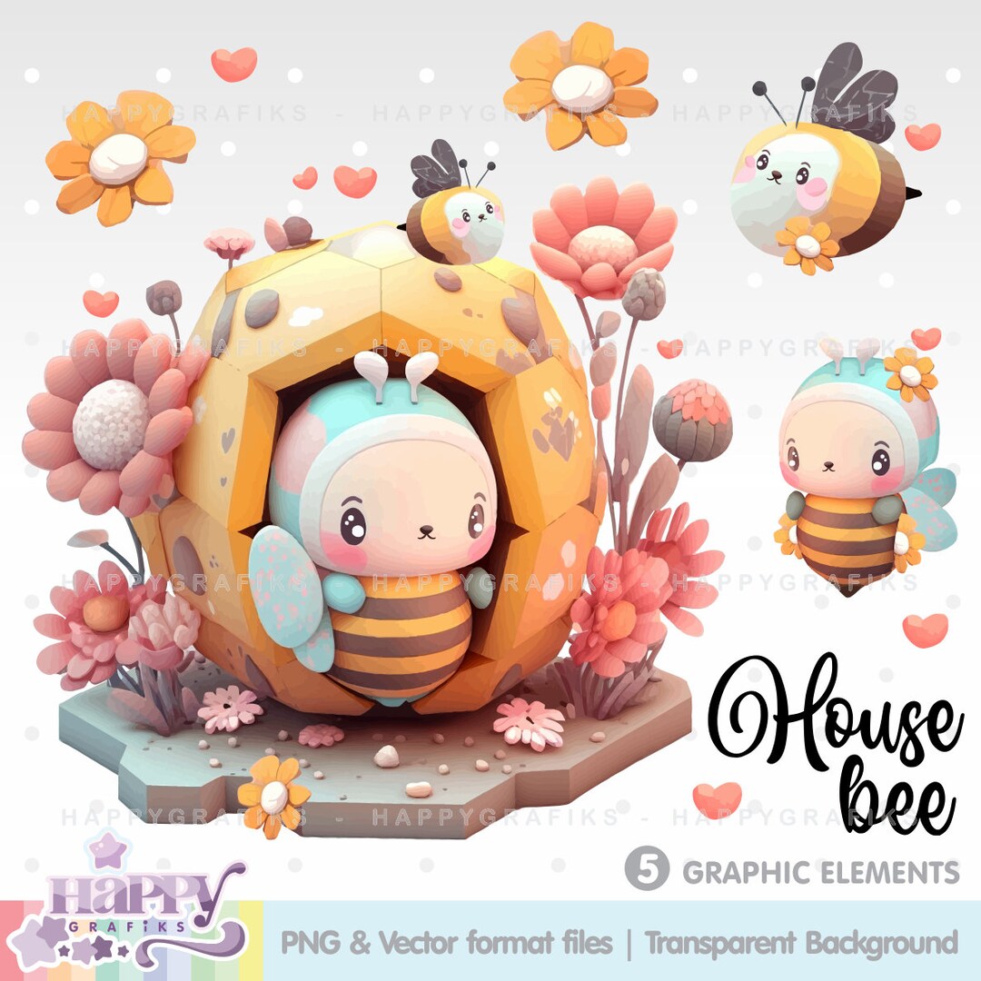 Bee Clipart Vector, Bee 3D, Bee Vector, Bees Clipart, Honey Clipart ...