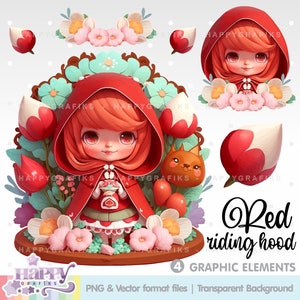 Red Riding Hood Clipart, Red Riding Hood Vector, Fairytale Clipart ...