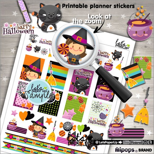 CUTE HALLOWEEN Printable Stickers Printable Planner Deco - Etsy