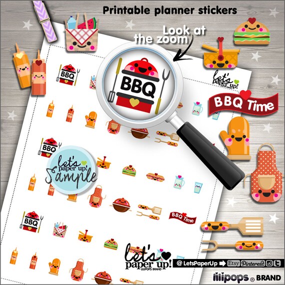 Paper Spring Stickers Summer Planner Dinner Stickers Summer Cookout ...