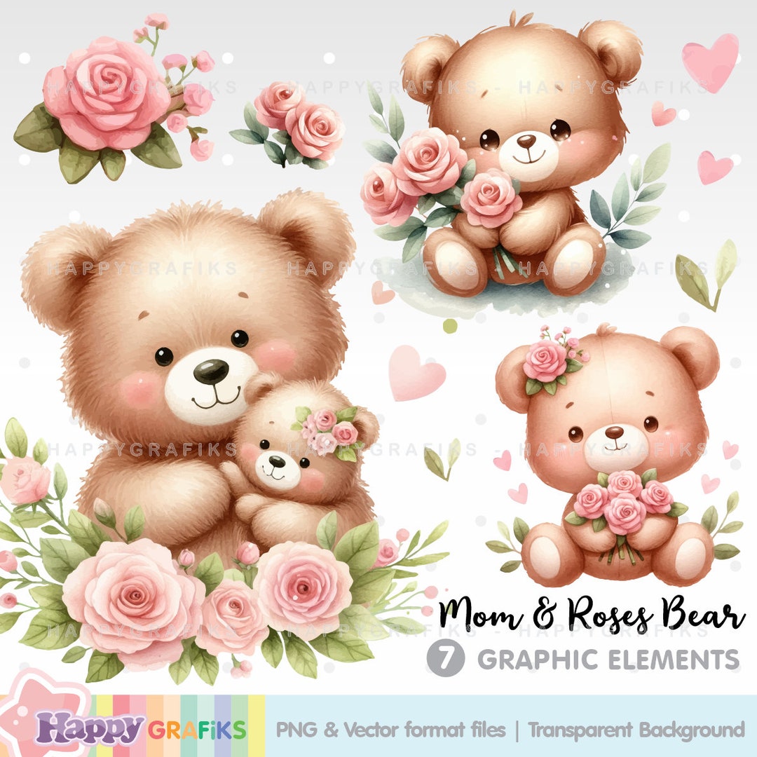 Mother's Day, Clipart, Mom Clipart, Mom and Baby, Bear Clipart, Bear ...