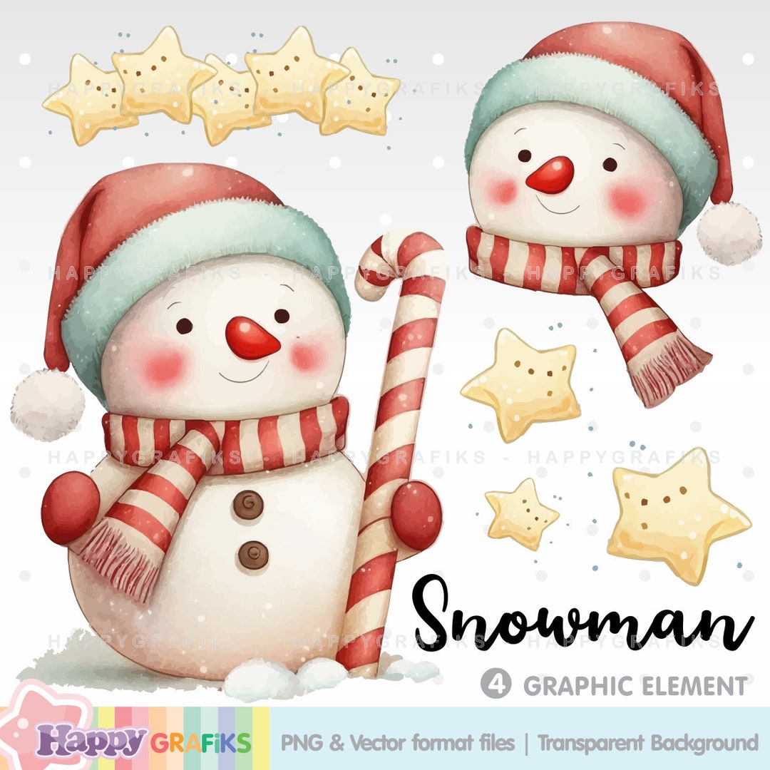 Snowman Clipart, Watercolor, Christmas Clipart, Christmas Graphics ...