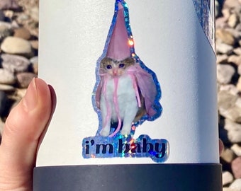 Go Around Me I'm Crying Bumper Sticker Crying Cat Meme Funny Stickers ...