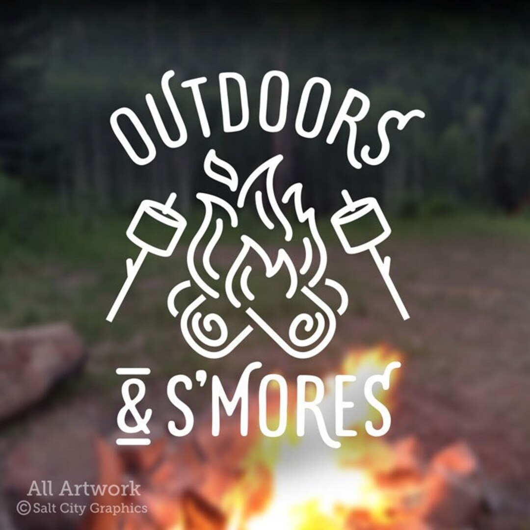 Outdoors and Smores Decal, Campfire Sticker - Treats, Camp Fire ...