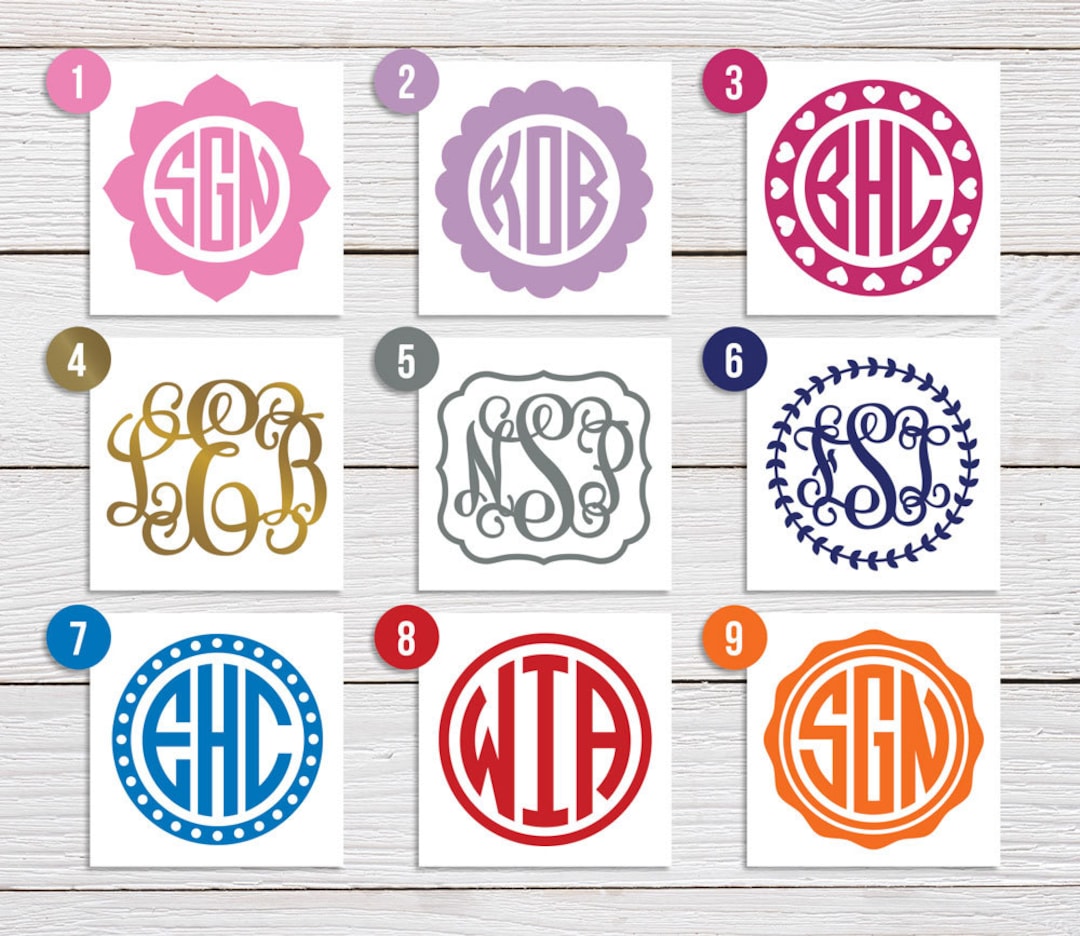 Monogram Sticker, Monogram Decal - Personalized Monogram - Circle ...