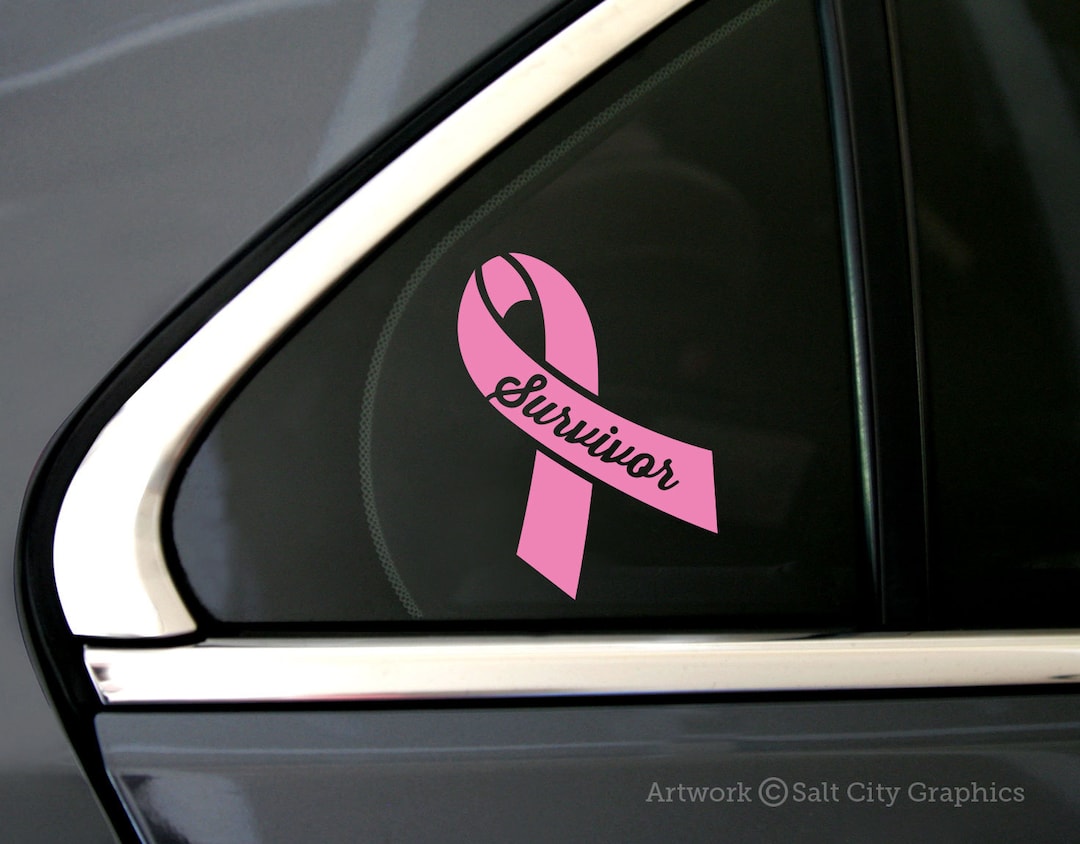 Breast Cancer Ribbon Decal, Pink Ribbon Sticker - Survivor, Cancer ...