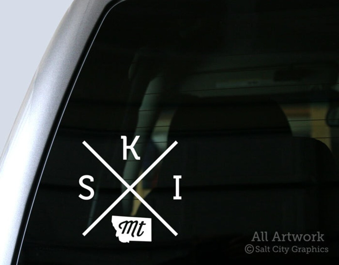 Ski Montana Decal, MT Skier Sticker - Skiing Sticker, Hit the Slopes ...