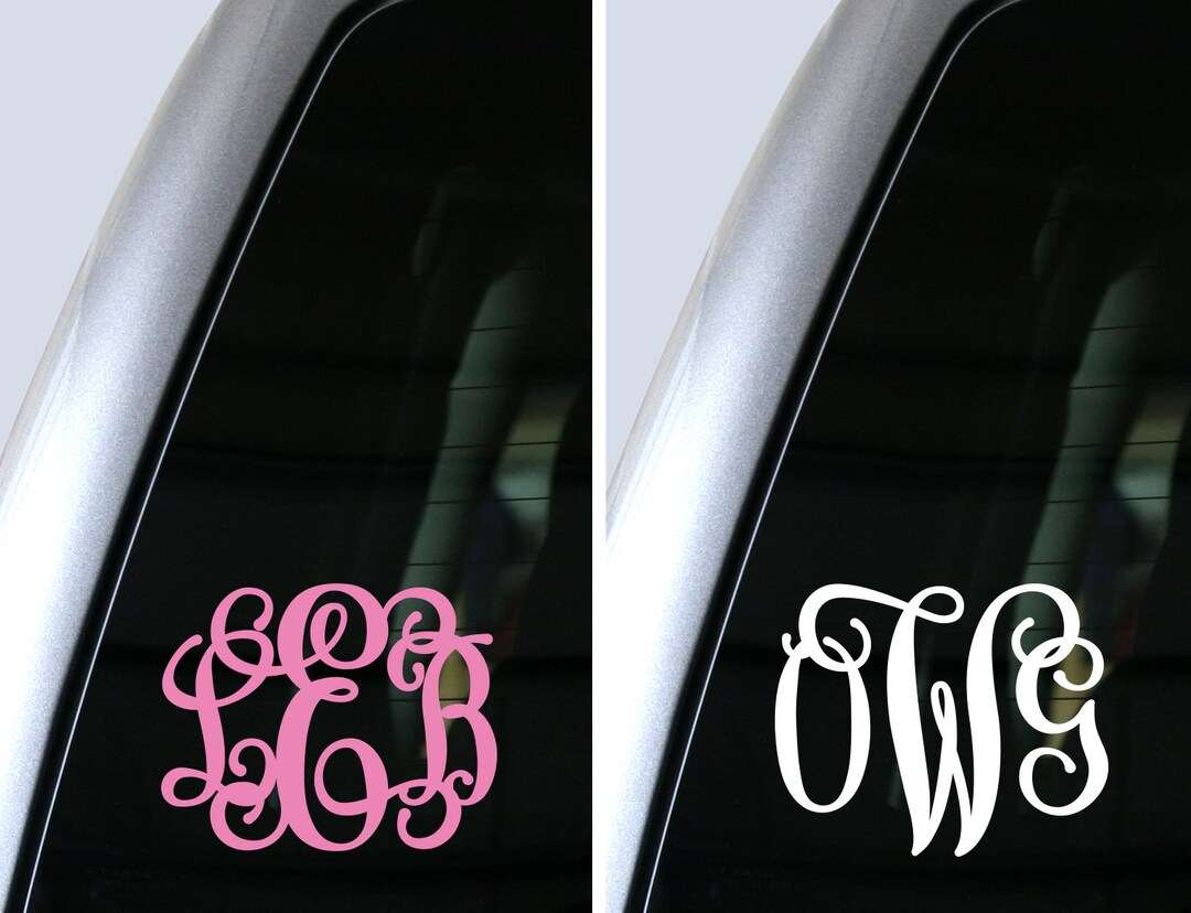Color Monogram Sticker, Color Monogram Decal - Script Monogram, Custom ...