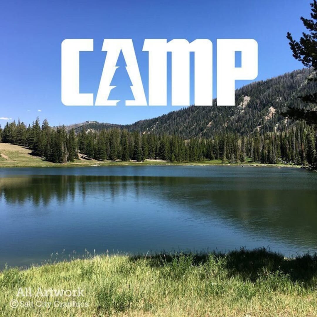 Camp Decal, Evergreen Tree Sticker - Camping, Outdoor Recreation ...