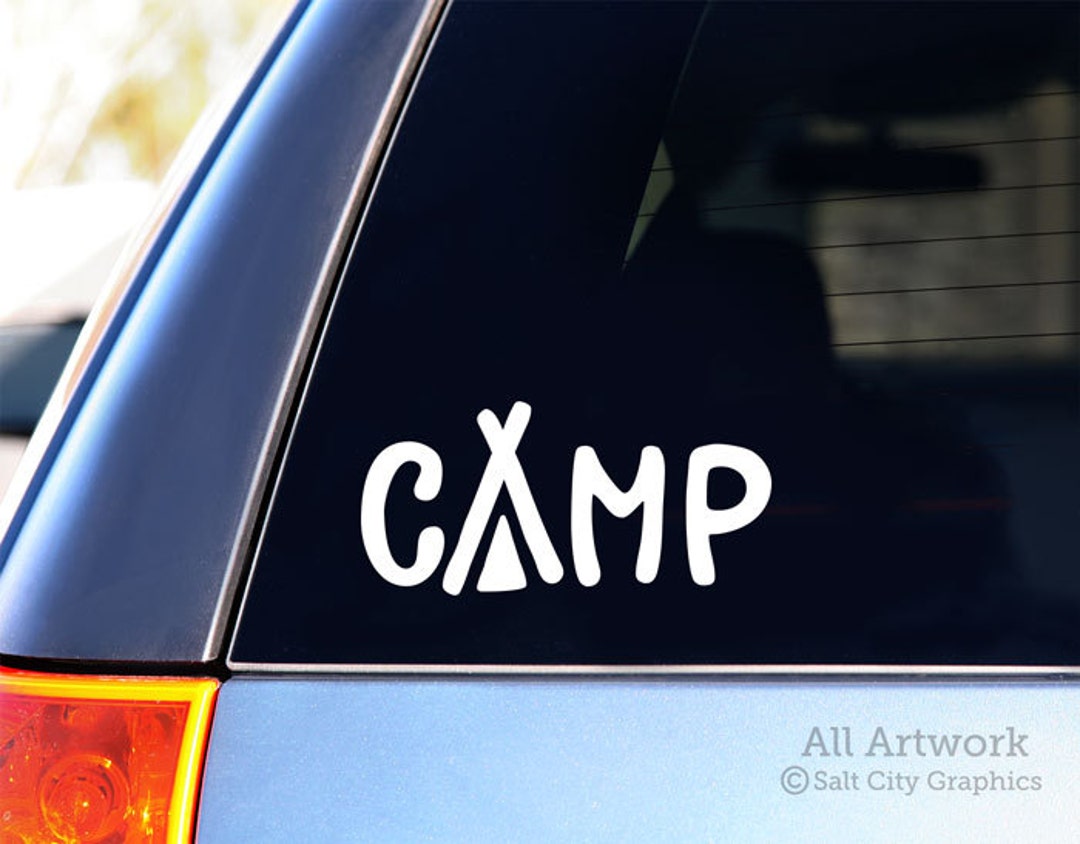 Camp Decal, Camp Sticker - Tent Camping, Tent Symbol, Outdoors, Camper ...